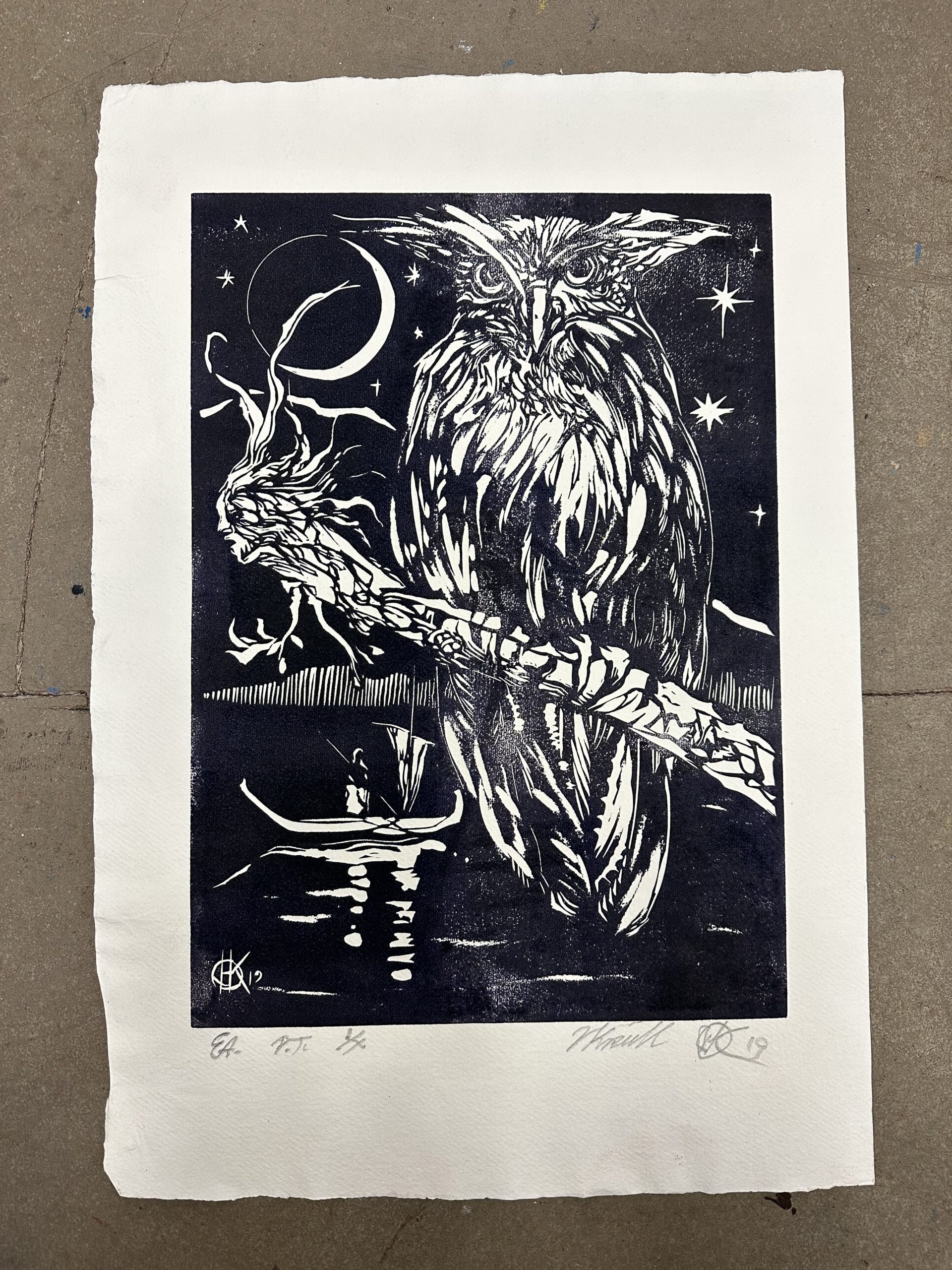 Hans Krull - Linoleums Tryk - Grisk